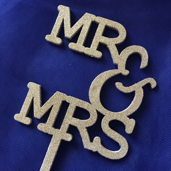 Party Supplies | Mr And Mrs Gold Glitter Cake Topper | Poshmark